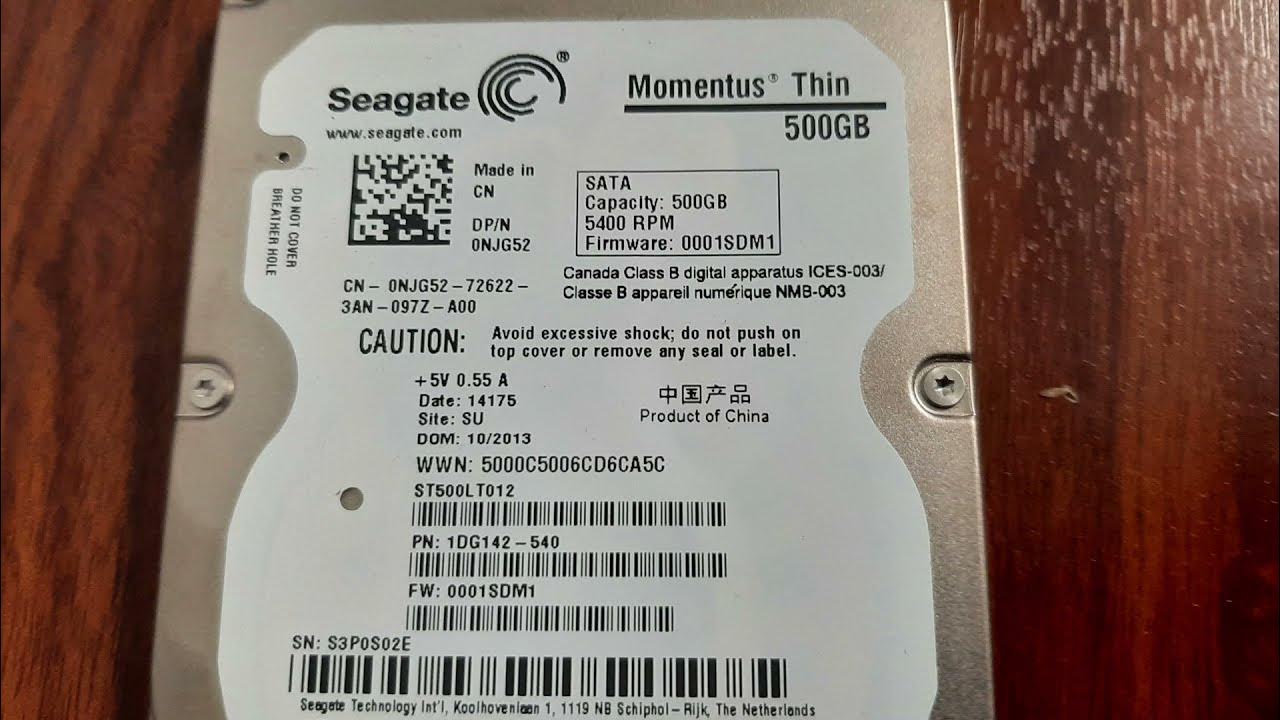 Seagate Momentus Thin ST500LT012 Spin Up - YouTube