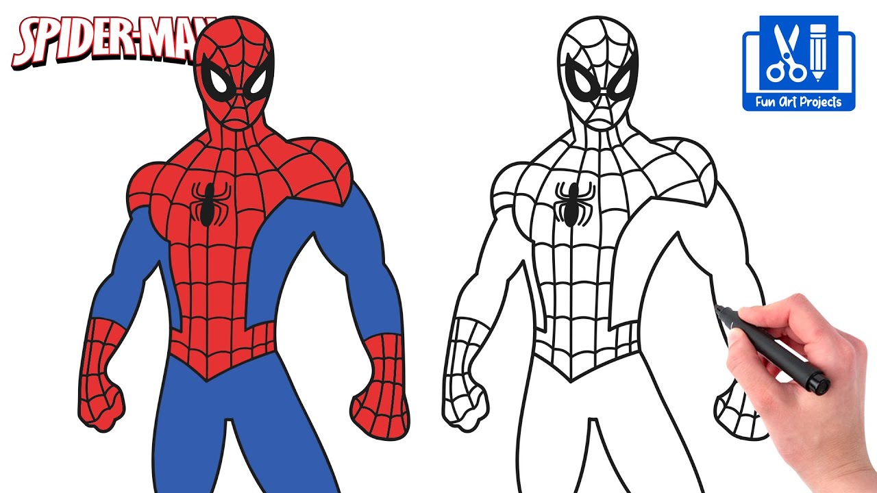 How To Draw Spiderman | Draw Marvel Characters Step By Step - YouTube