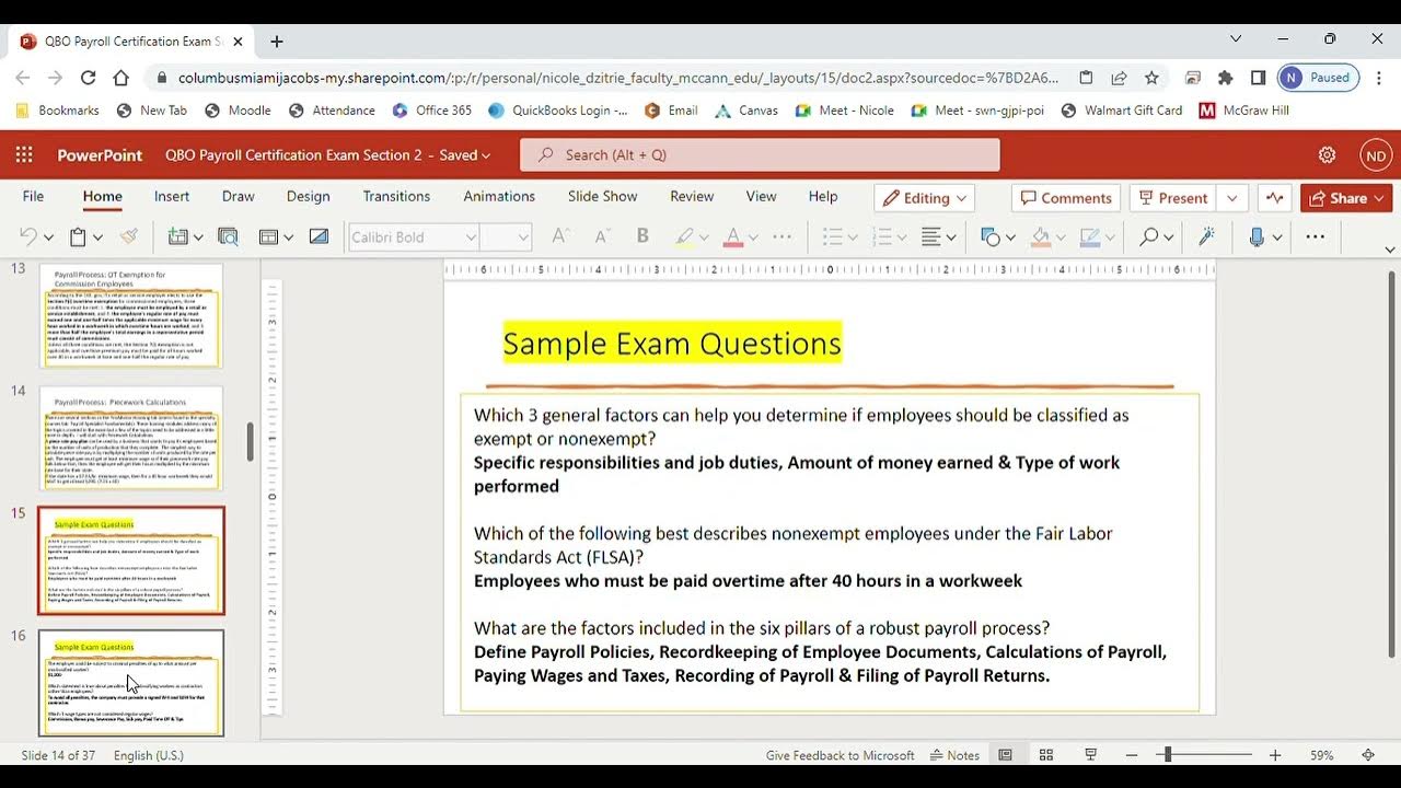 QuickBooks Online Payroll Certification Exam Section 2 - 2022-2023 ...
