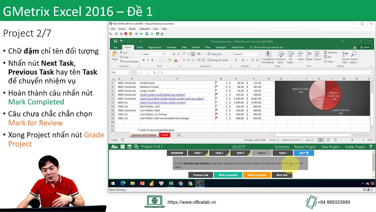 Giải đề MOS Excel 2016 77-727 - Project 2 - YouTube