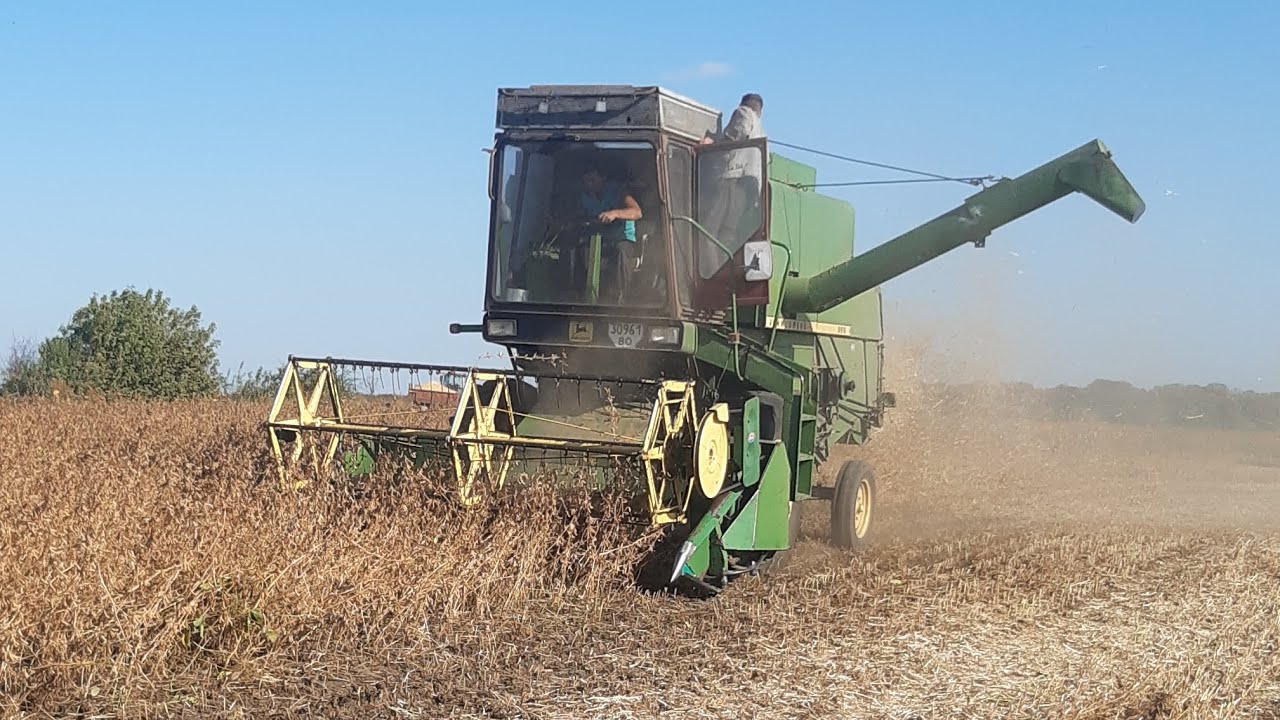 молодьба сої комбайном джондір 955 - YouTube