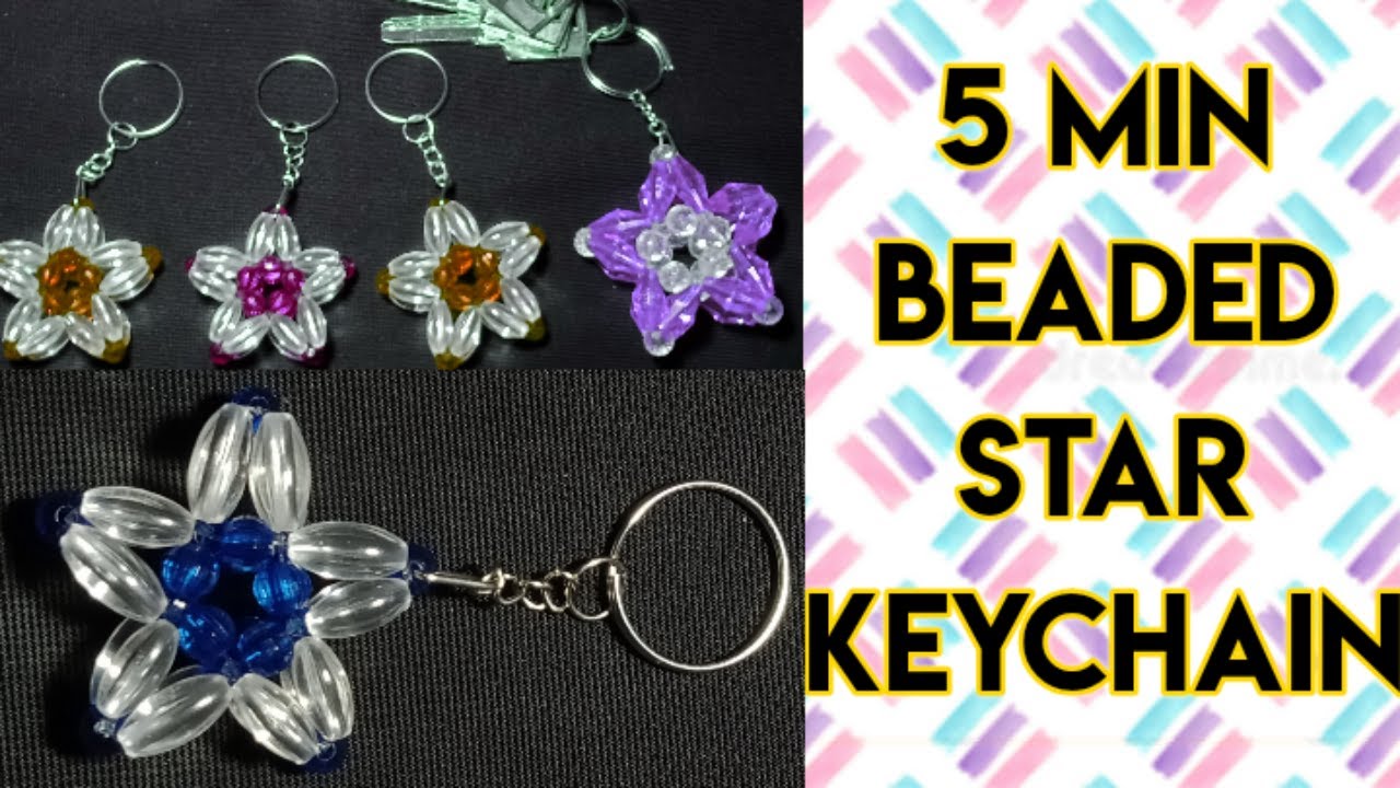 How to make a crystal beaded star keychain||Beaded star keychain ...