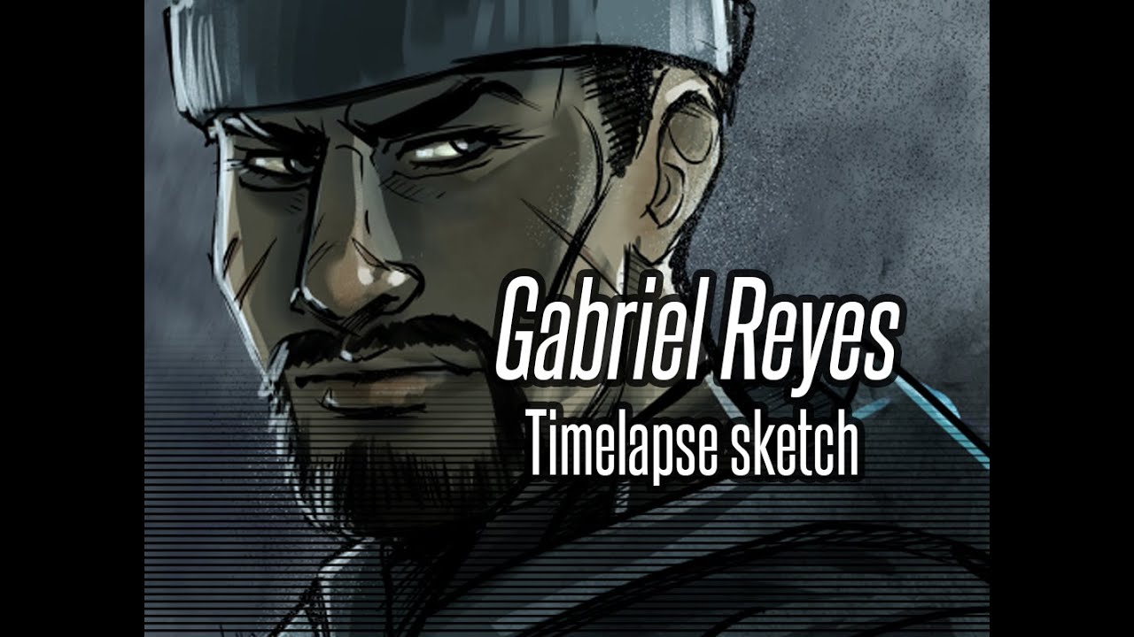 Gabriel Reyes timelapse sketch - YouTube