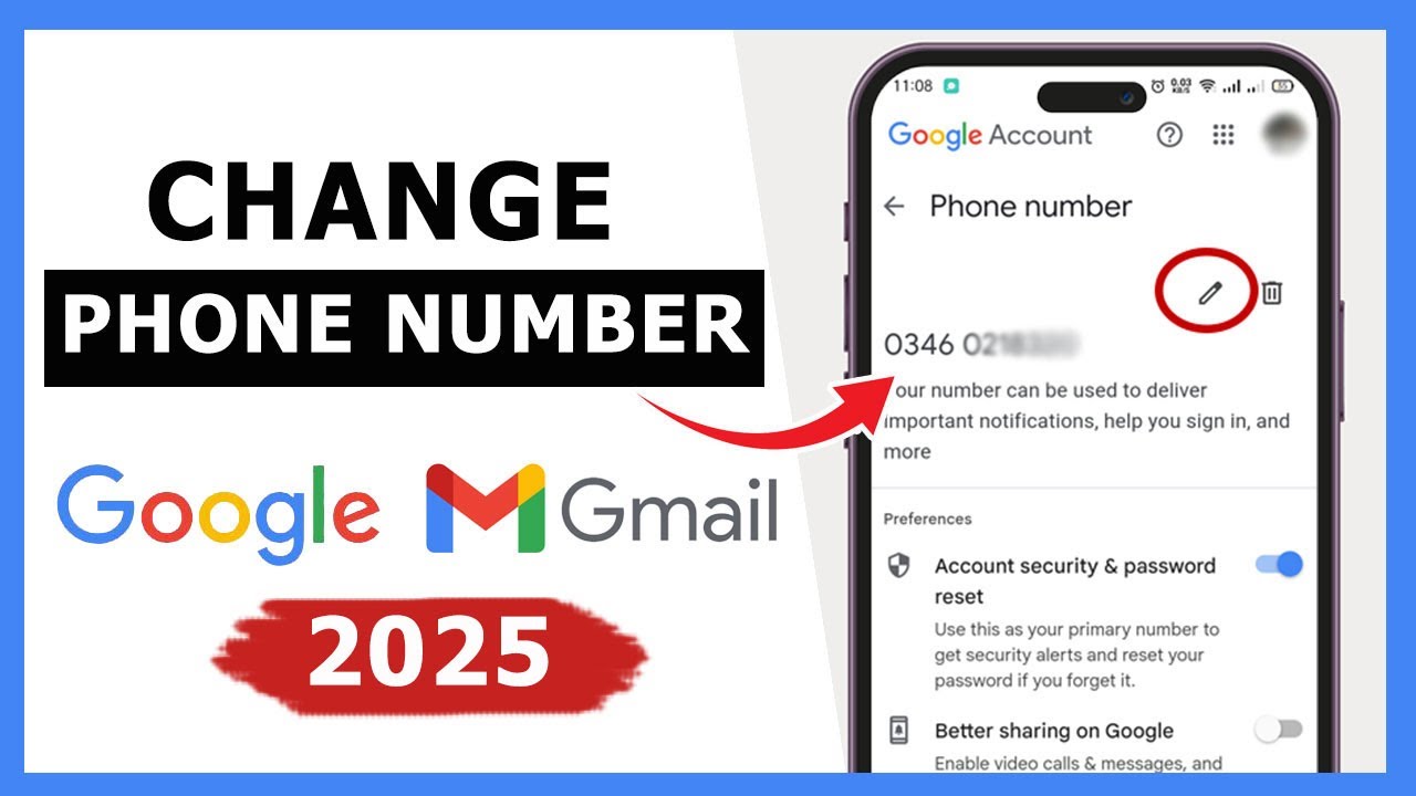 Change Gmail Phone Number 2025 | Change Phone Number in Google Account ...