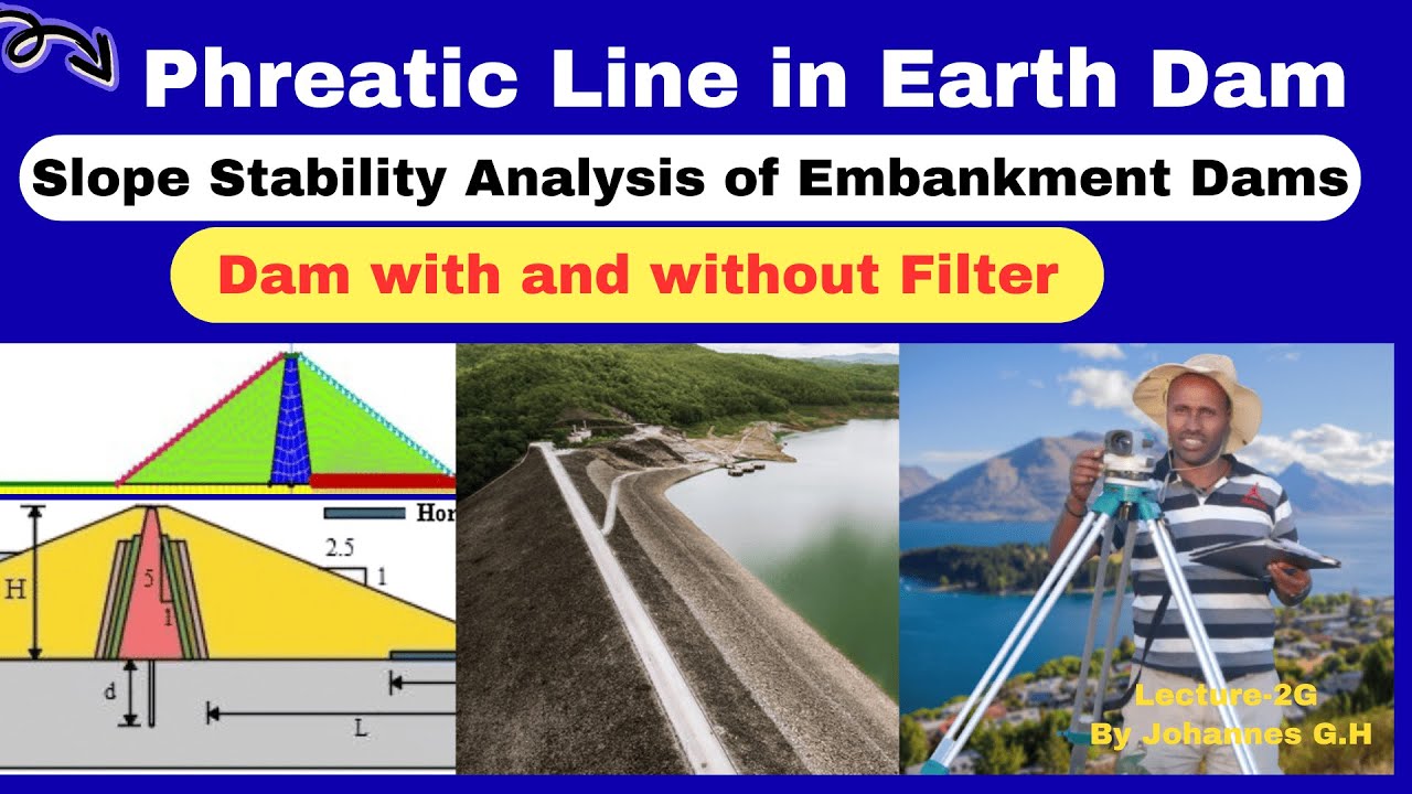 Phreatic line in earth dams, dam with and without filter, slope ...
