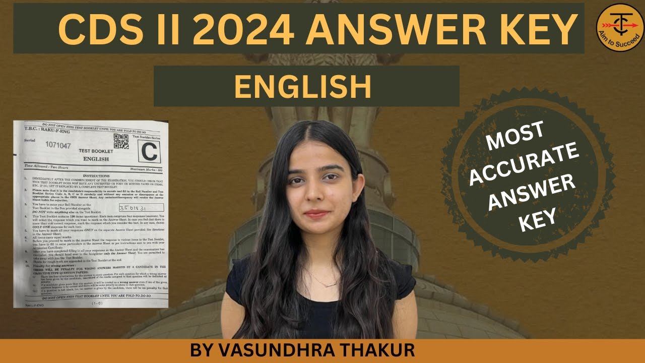 CDS II 2024 ENGLISH ANSWER KEY | VASUNDHRA THAKUR | TakshilaClasses.For ...