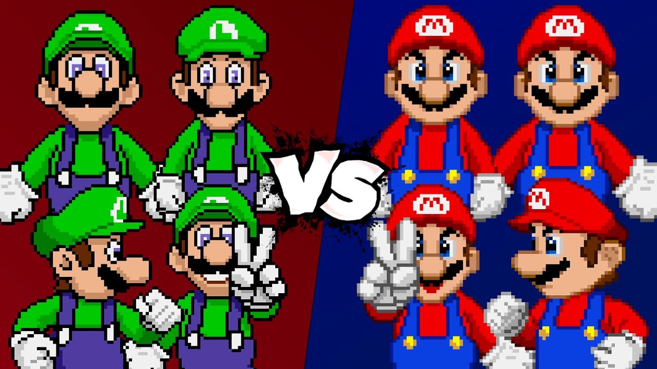 MUGEN Battle - Luigi x4 vs Mario x4 - YouTube