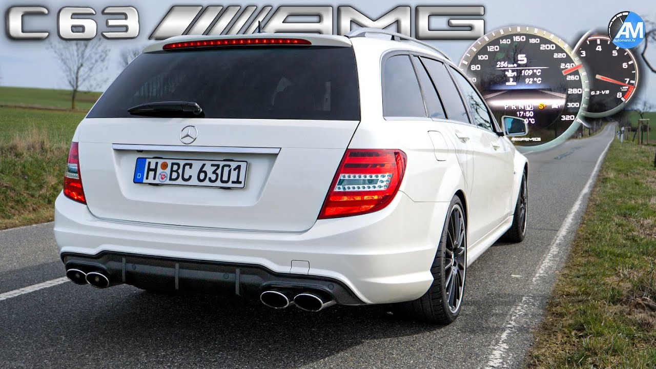Mercedes C63 AMG 6.2 V8 (487hp) | Race Start & 100-200 km/h ...