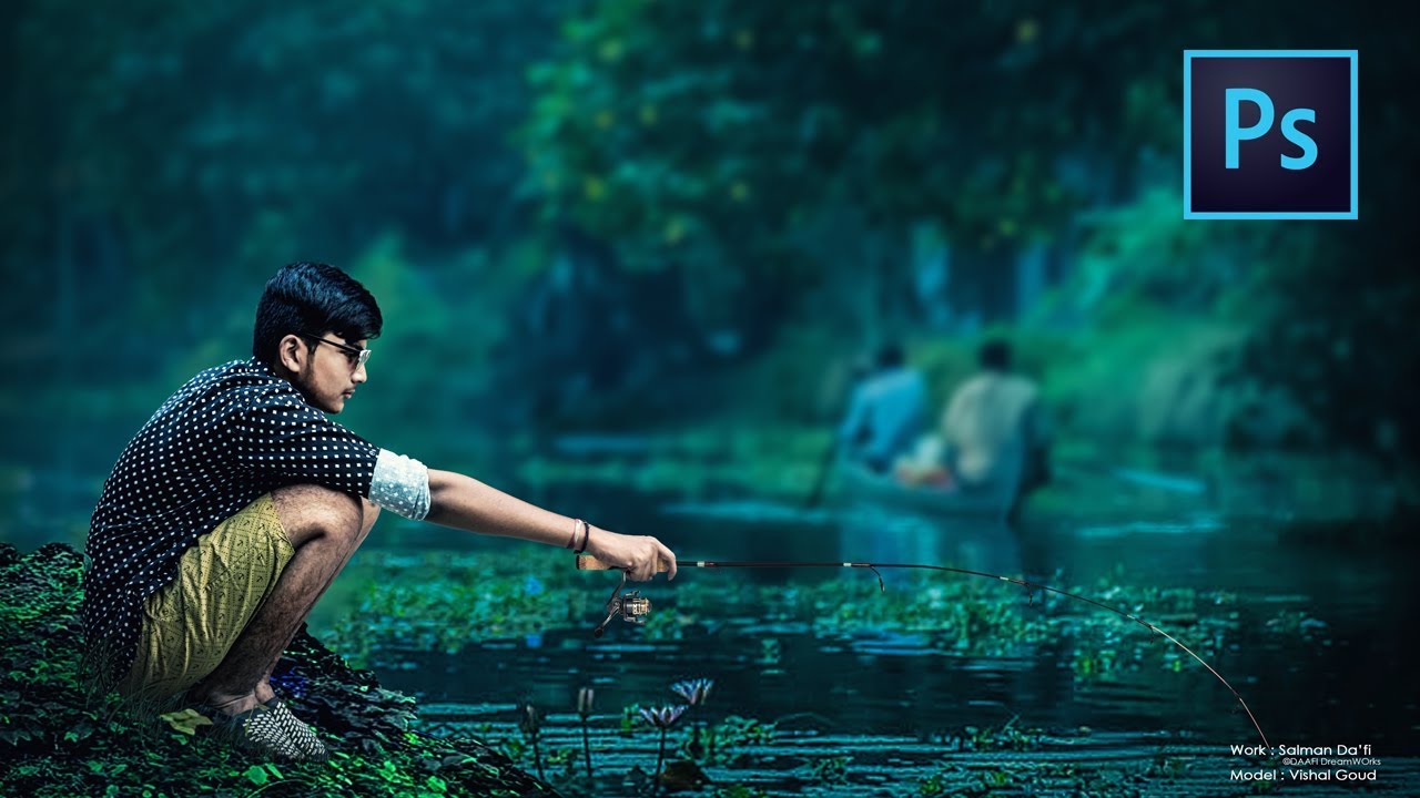 fishing at river | indian style effect | Photo Manipulation Tutorials ...
