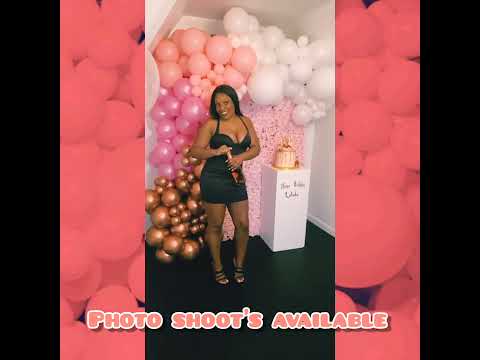 Balloon Garland, Pink flower wall & Plinth Plus Photo shoot Hire - YouTube