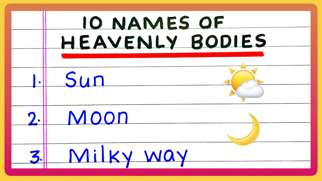 NAME OF HEAVENLY BODIES | 5 | 10 NAMES OF HEAVENLY BODIES | CELESTIAL ...