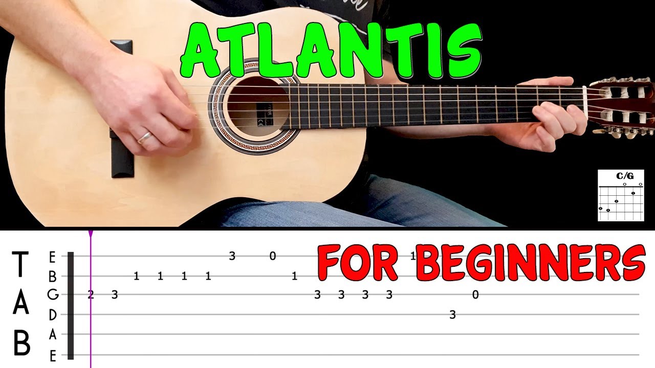 ATLANTIS | Easy guitar melody lesson for BEGINNERS (with tabs) - The ...