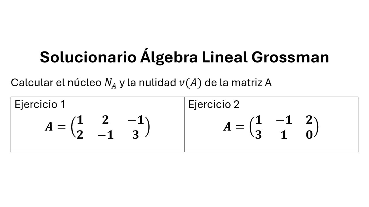 Cómo encontrar el núcleo y nulidad de una matriz 2x3 - YouTube