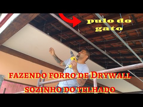 Como fazer forro de drywall em telhado fazendo forro sozinho - YouTube