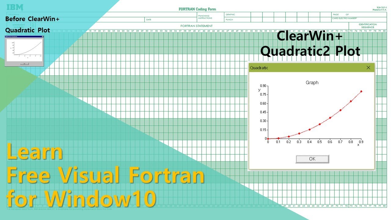 Free Visual Fortran을 사용해서 2차 방정식 결과를 그래프 코딩하기 2번째 - YouTube