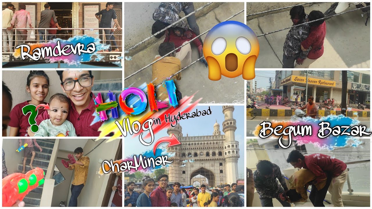 Holi Vlog in Hyderabad | 😍😊 ️| Char minar | Ramdevra | Bhagyalakshmi ...