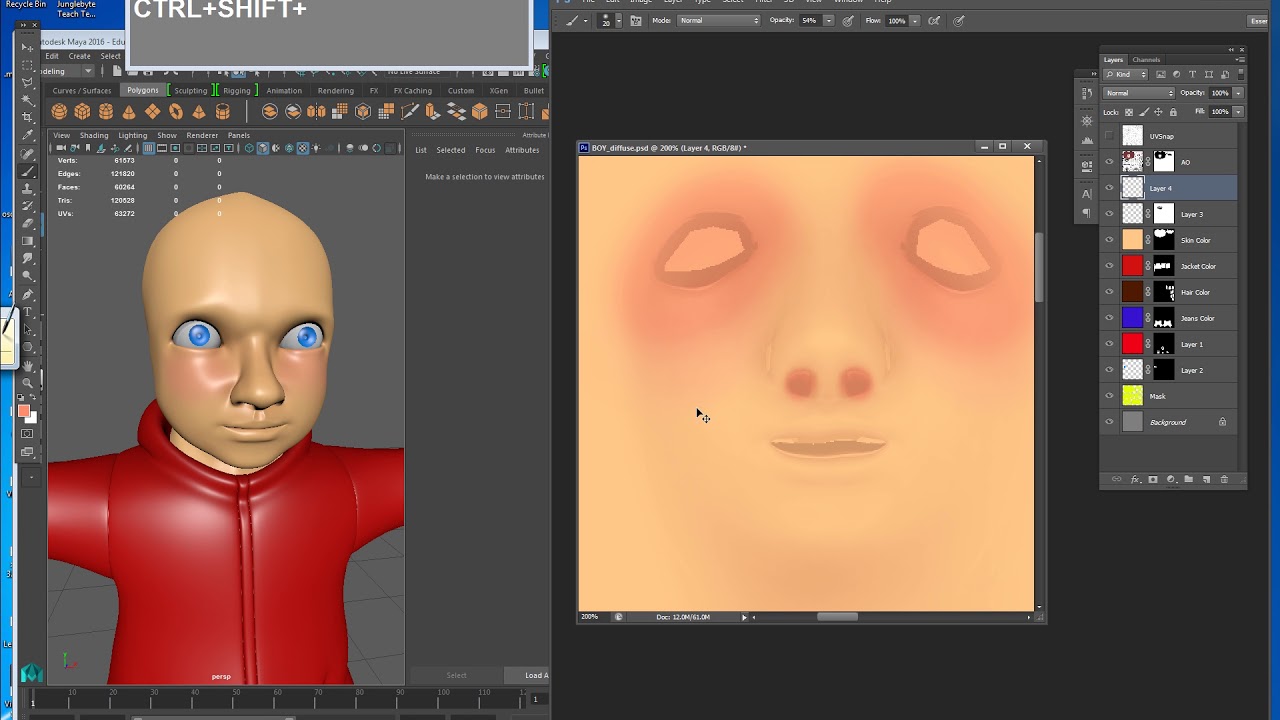 Maya 2016 Character Texturing with Mr David 1 Texture face - YouTube