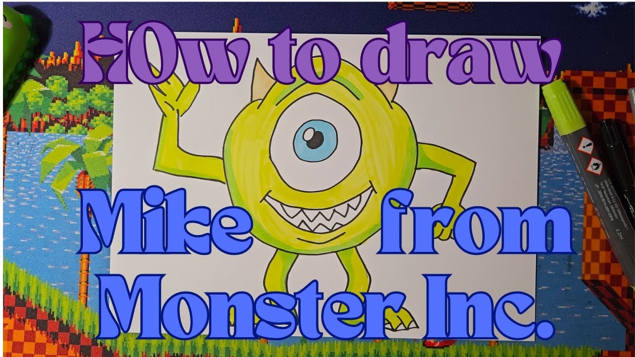 How to draw Mike Wazowski from Monster Inc. - YouTube