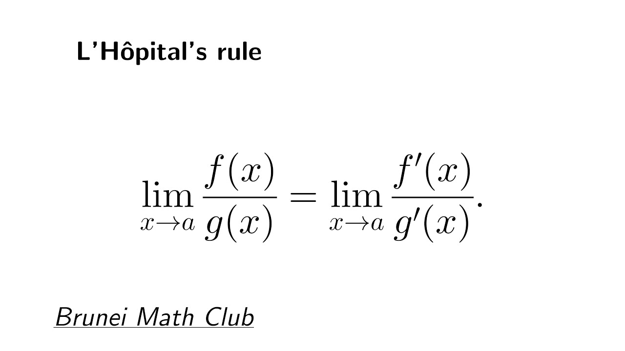 L'Hôpital's rule - YouTube