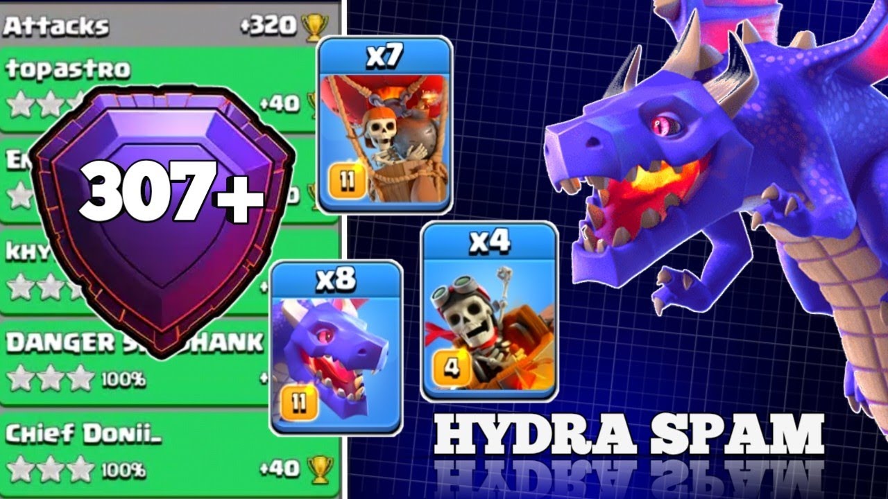 +307 | Hydra Attack Strategy TH16 | Legend League Attacks #12 | Clash ...