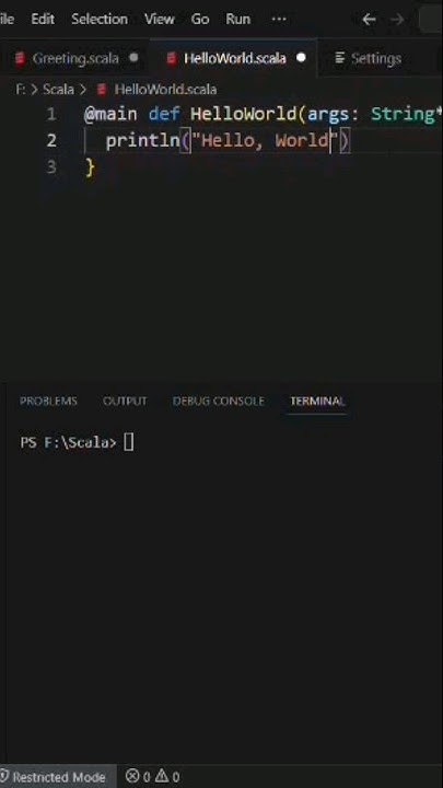 Hello World | Scala | #002 #hello #world #viral #scala #programming #language #code # ...