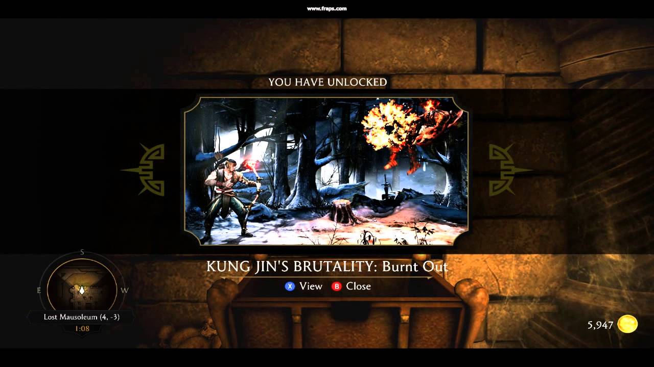 MKX KRYPT UNLOCK : Kung Jin's Brutality "Burnt Out" (4,-3) - YouTube