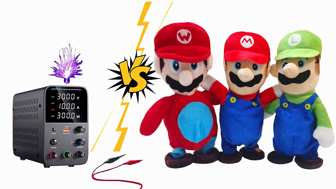 I Applied High Voltage to Electric TOYS High Voltage VS Mario Brothers ...