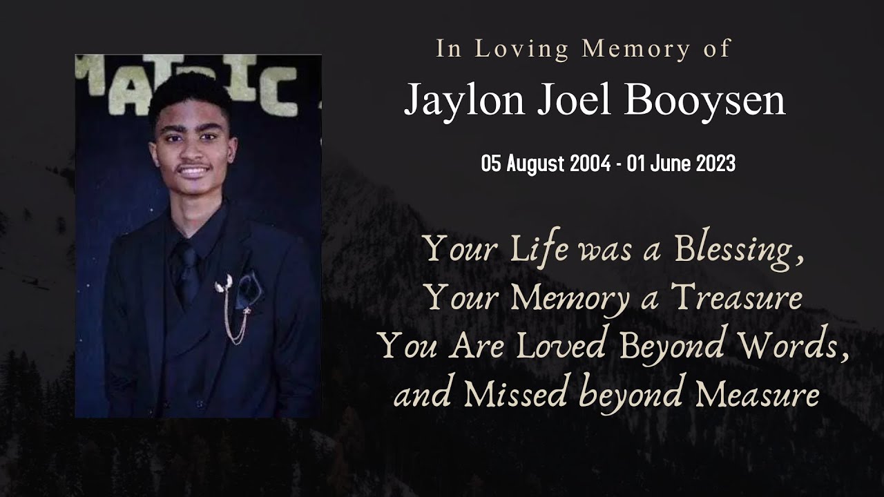 In Loving Memory of Jaylon Joel Booysen - YouTube