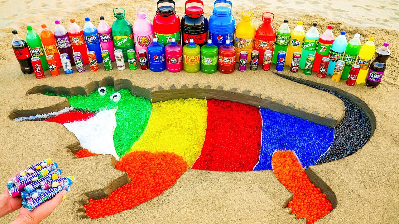 How to make Rainbow Crocodile with Orbeez, Giant Coca Cola, Pepsi, 7up ...