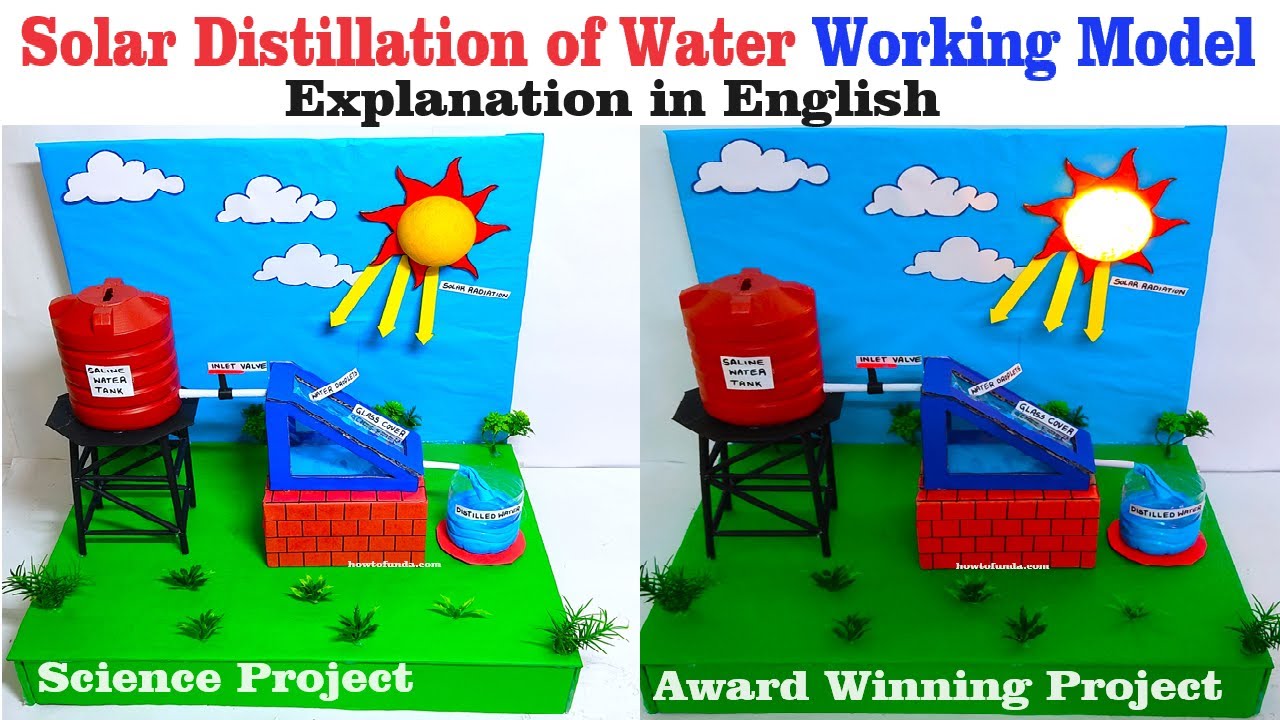 solar distillation (water purification) working model project ...