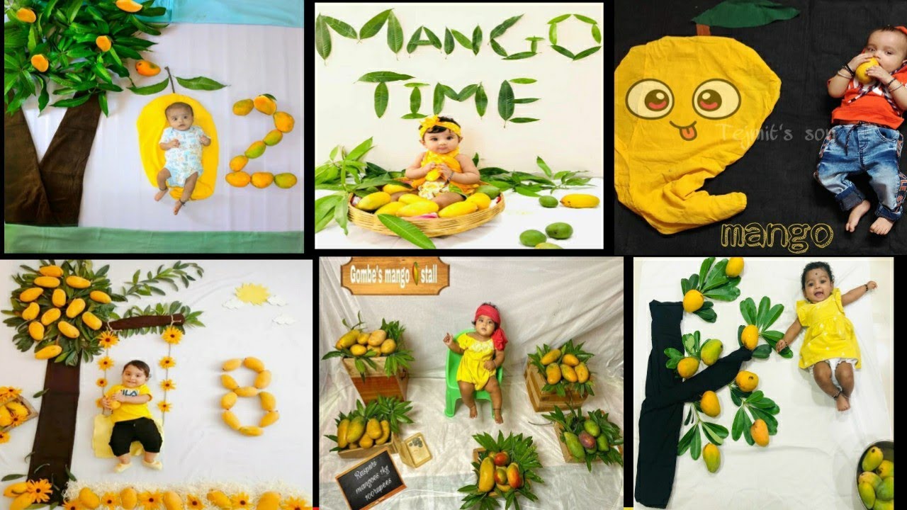 Mango 🥭theme baby photoshoot ideas | mango theme | summer theme baby ...