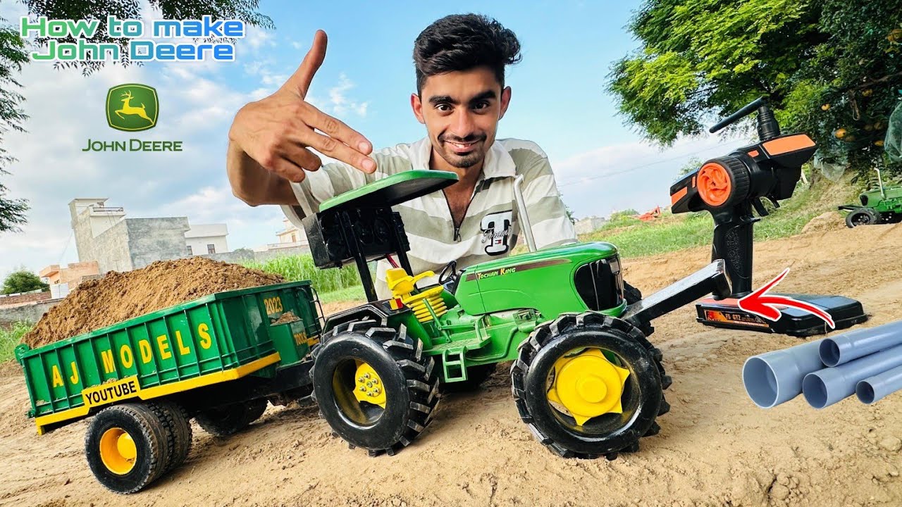 DIY 4x4 John Deere tractor using pvc pipe ll How to make 4x4 tractor ...