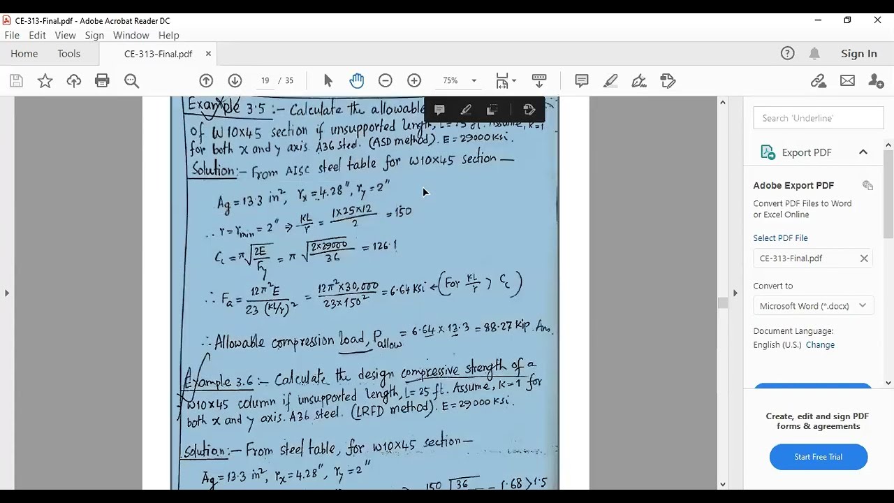 Steel column Design ASD method Part 3 - YouTube