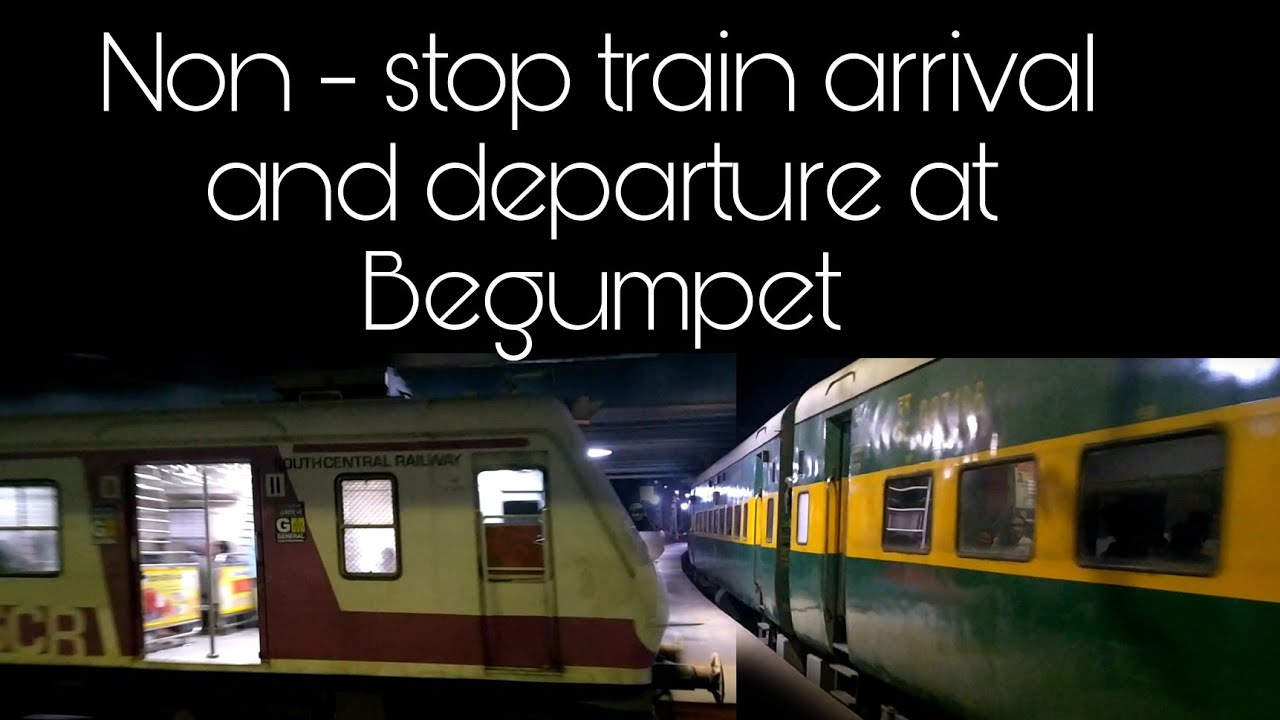Non-stop train arrival and departure at Begumpet railway station ...
