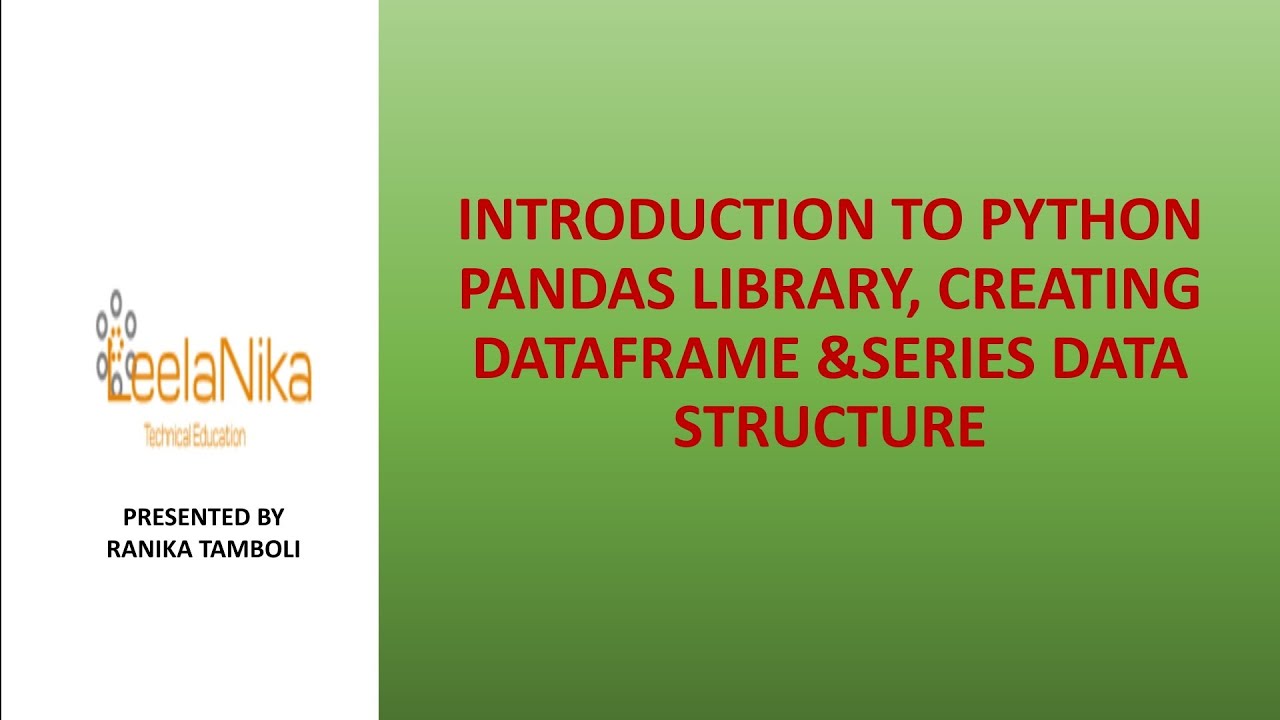 Introduction To Python Pandascreating Dataframe And Series Datastructre Youtube