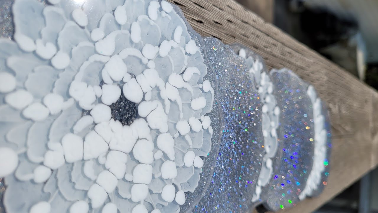 Silver resin Bloom flower coasters using my new mold from ...