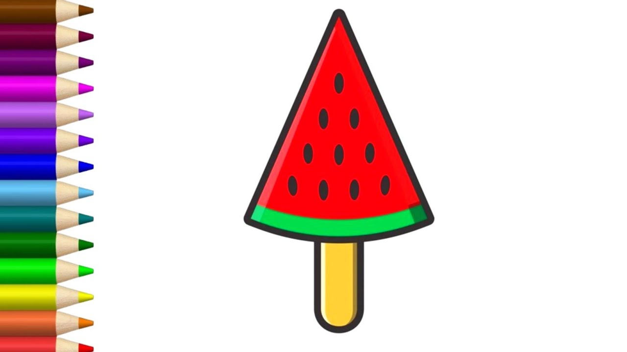 How to Draw a Cute Watermelon Ice Cream Easy for Kids and Toddlers ...