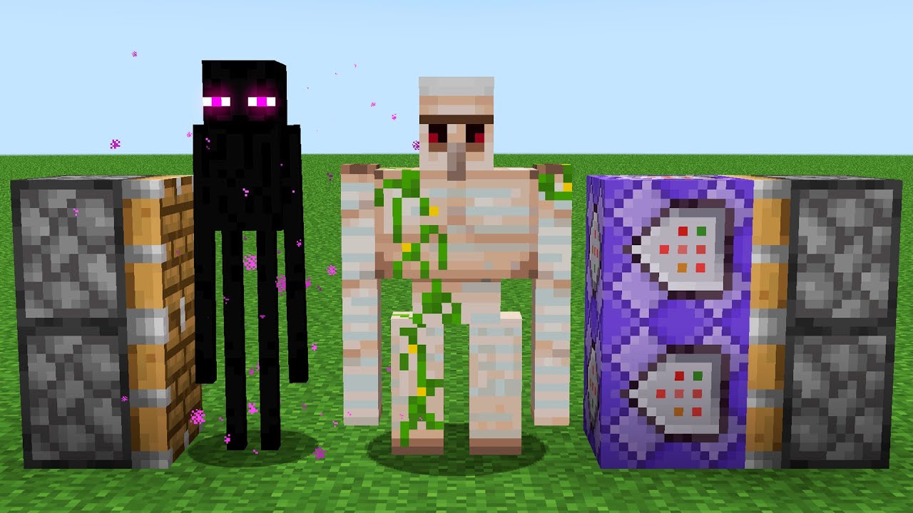 Combined - iron Golem + Enderman + command block = ? - YouTube