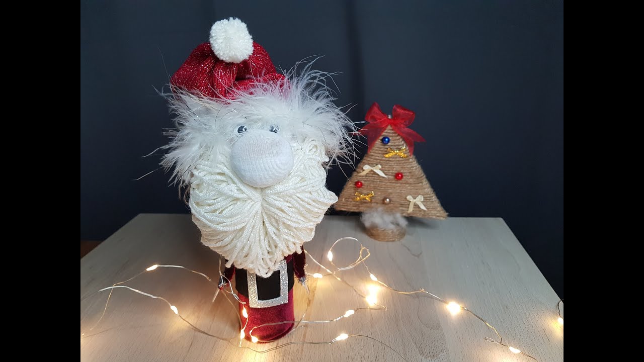 How to Make Santa Claus from a paper sleeve and pieces of fabric ...