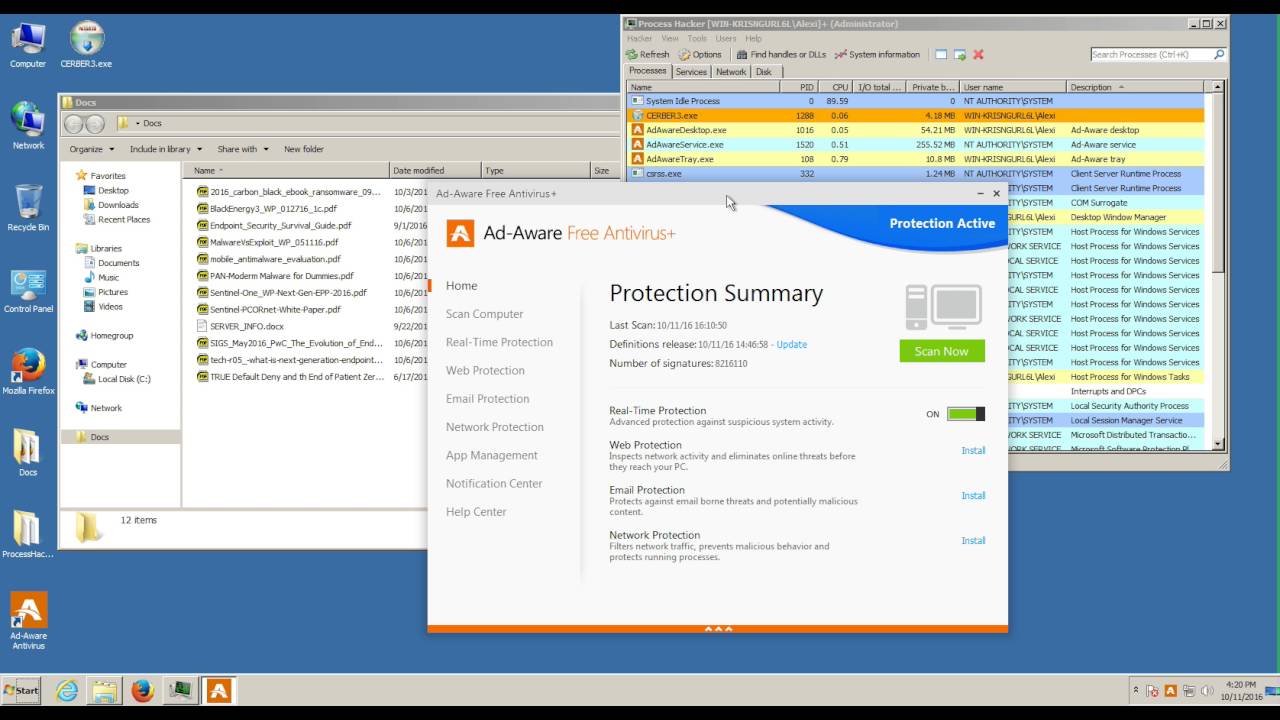 [FAILED] Lavasoft Ad-Aware Free Antivirus+ 11 vs Cerber3 Ransomware ...