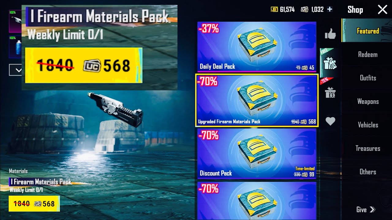 Purchasing Firearm Materials pack only 568 UC PUBG Mobile Materials for ...