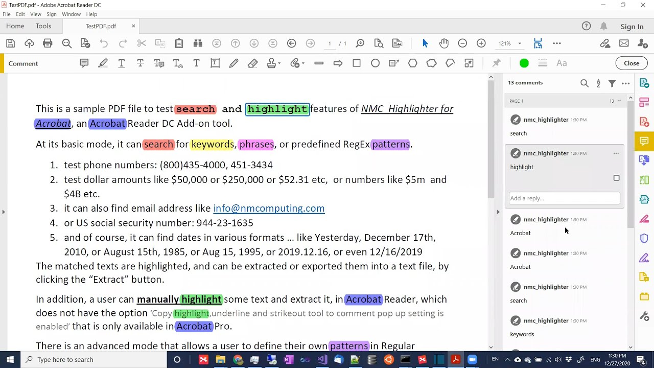 PDF Acrobat Reader using different colors to highlight keywords ...