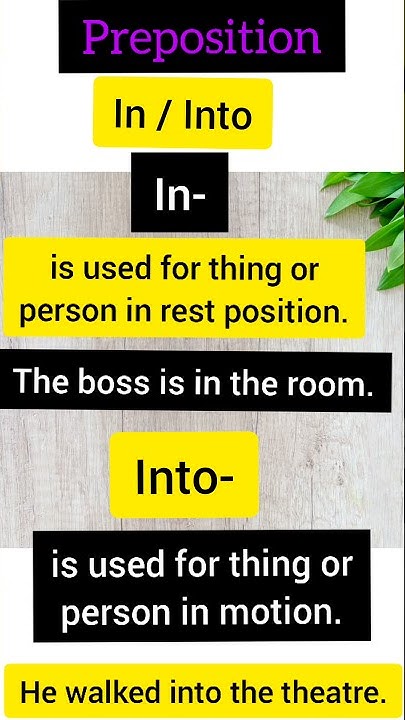 Preposition#Preposition In and Into#Difference between In and Into #In ...