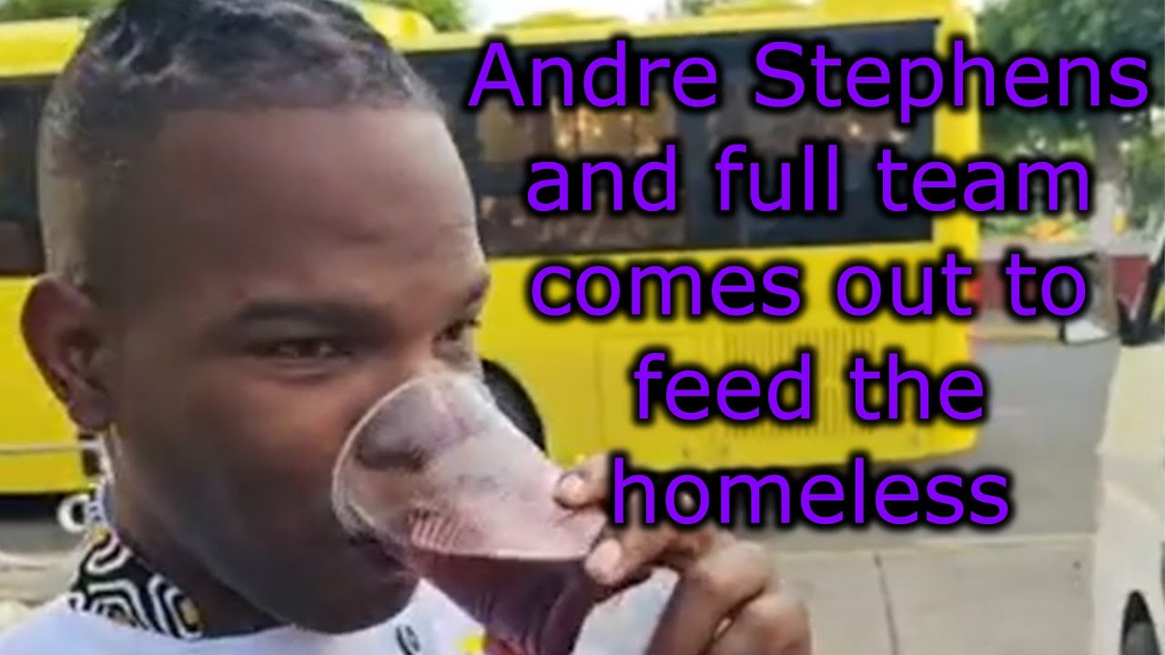 Andre Stephens and full team comes out to feed the homeless - YouTube