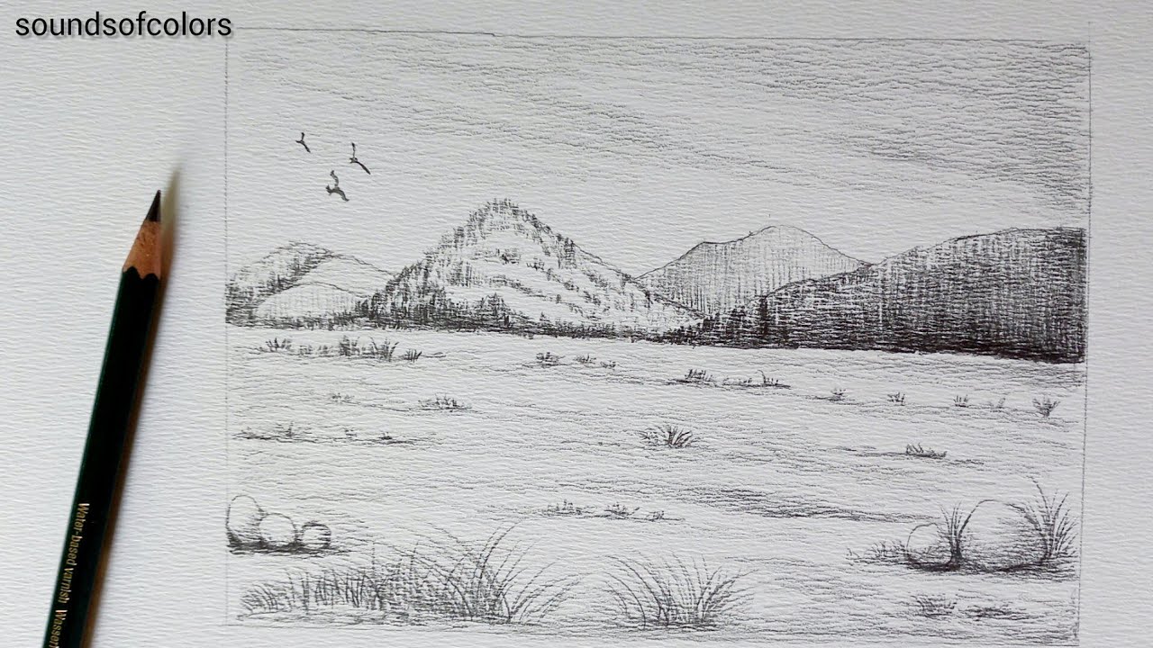 How to Draw Mountains with Pencil | Easy and Beautiful Shading Drawing ...
