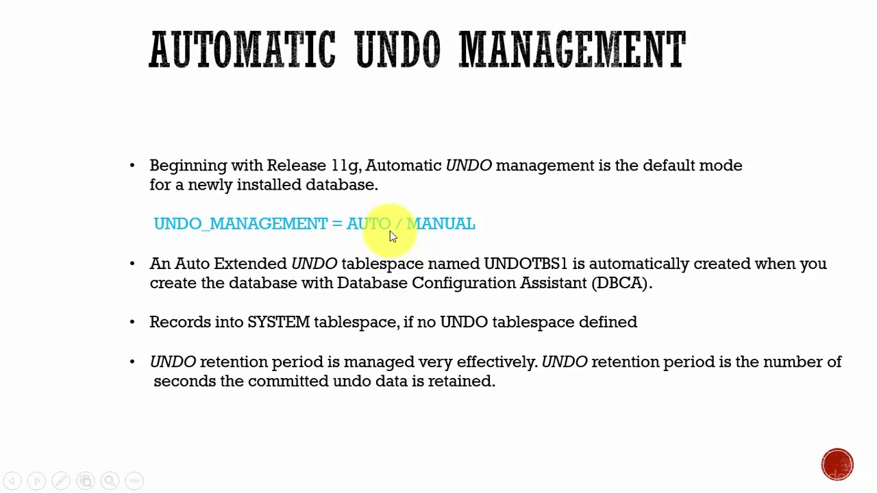 054 Oracle DBA Complete Tutorial - Automatic Undo Management - YouTube