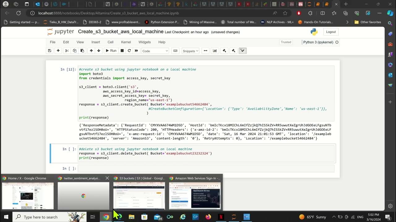 How to create and delete an AWS S3 Bucket using Jupyter Notebook on a ...