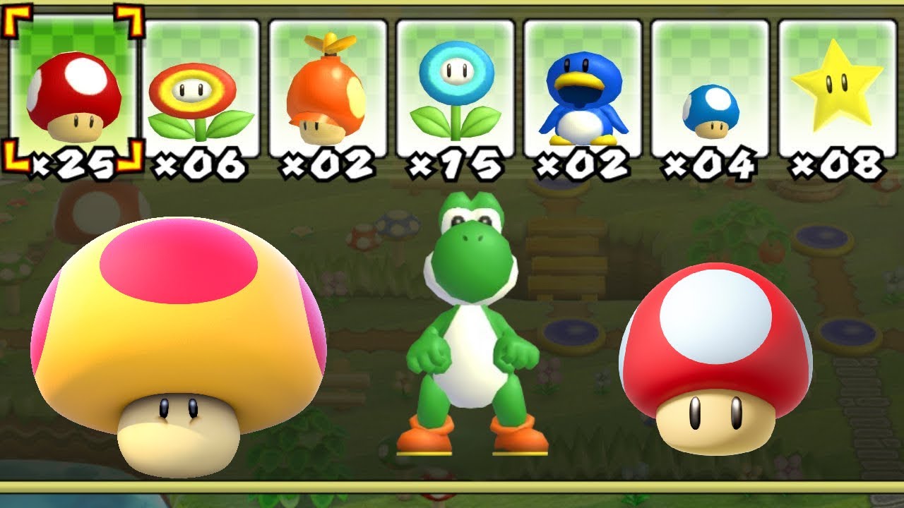 What happens when a Mushroom, Yoshi and a Mega Mushroom uses Mario's ...