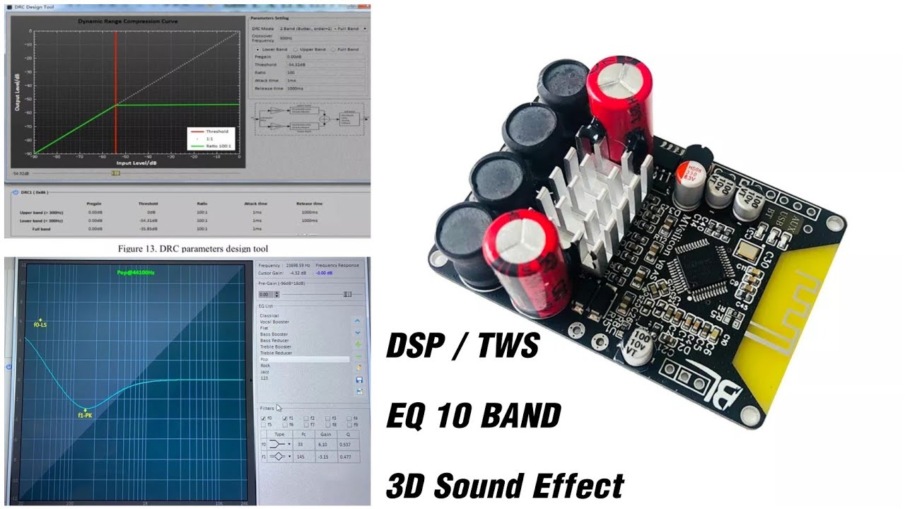 Diy แอมป์จิ๋ว บลูทูธรุ่นใหม่มี DSP ปรับแต่งเสียงได้ EQ 10 Band bass ...