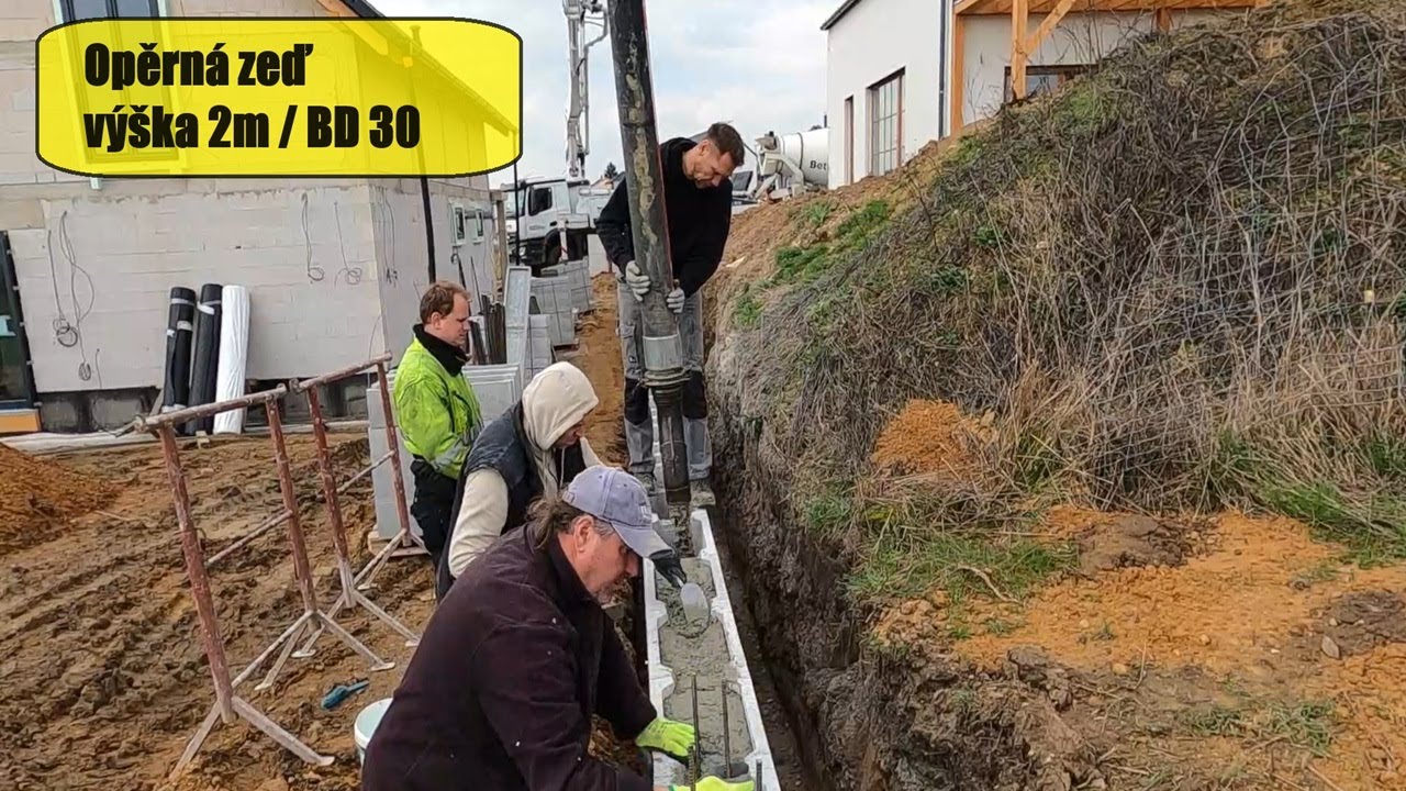 Opěrná zeď výšky 2m, BD 30 - YouTube